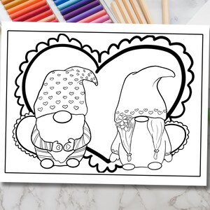 Valentine's Day Gnome Coloring Page | Printable Craft for Kids ...