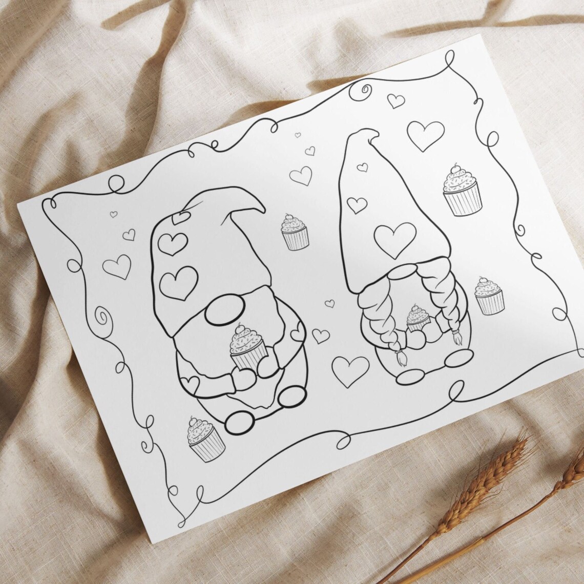 Valentine's Day Coloring Page Valentine's Day Gnome Coloring Valentine ...