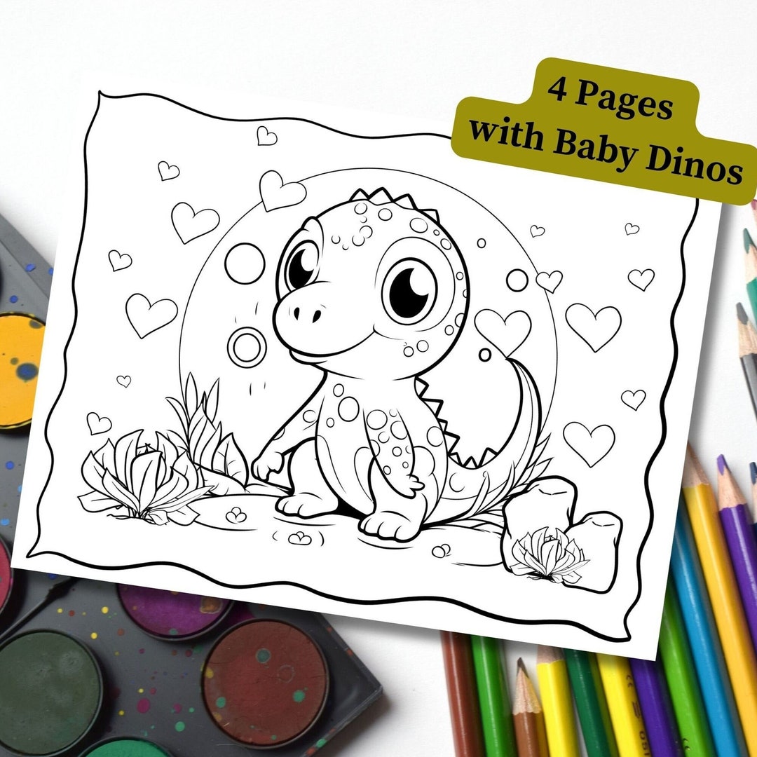 Dinosaur Coloring Bundle, Cute Baby Dino Printouts for Kids, Perfect ...