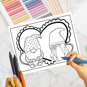 Valentine's Day Gnome Coloring Page | Printable Craft for Kids ...