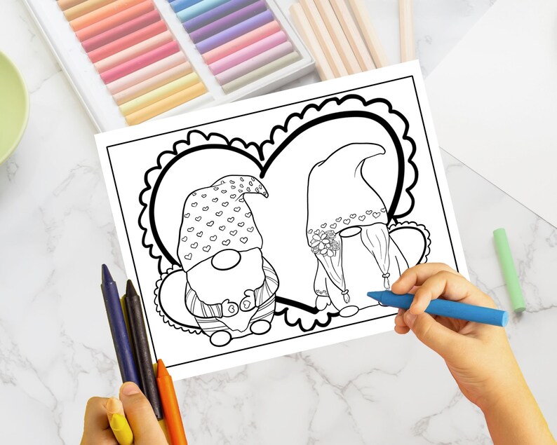 Valentine's Day Gnome Coloring Page | Printable Craft for Kids ...