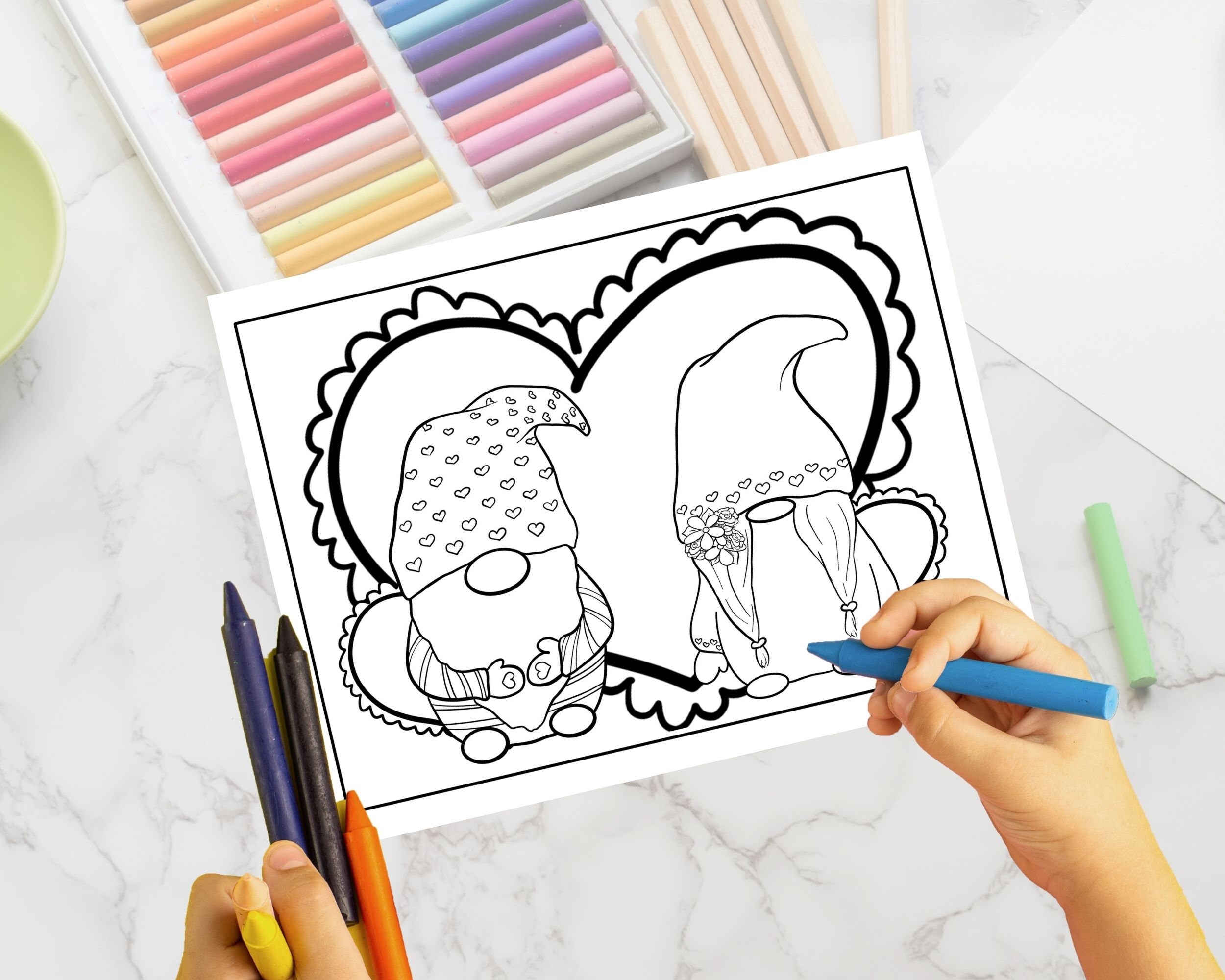 Valentine's Day Gnome Coloring Page | Printable Craft for Kids ...