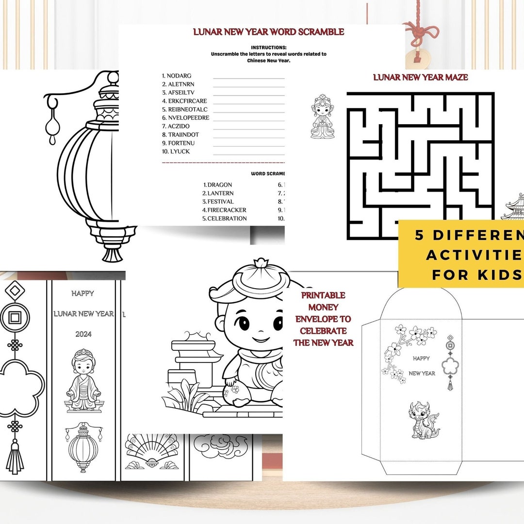 Celebrate Chinese Lunar New Year With Kids Activity Bundle: Coloring ...