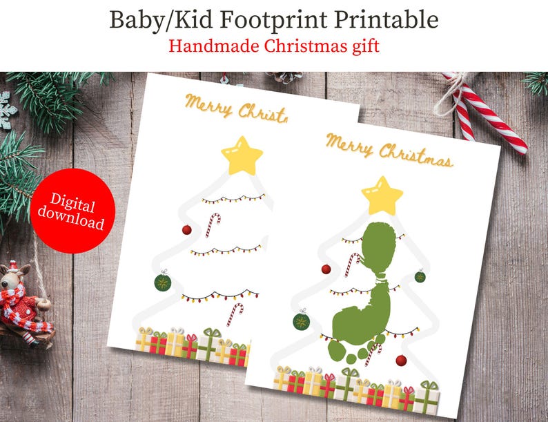 Baby Footprint Art, Baby Footprint Christmas Gift, Newborn Christmas ...