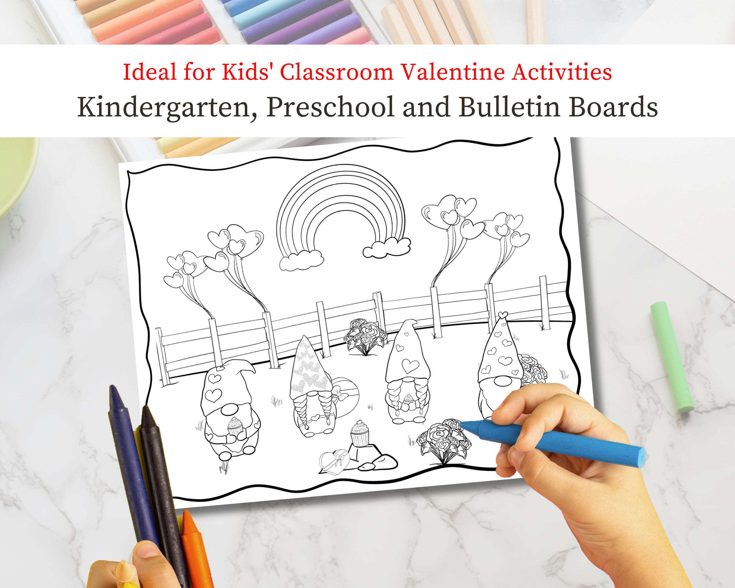 Cute Gnome Valentine's Day Coloring Page Kids Holiday Craft Activity ...