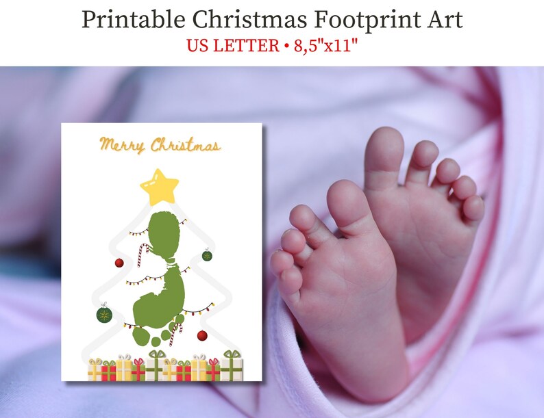Baby Footprint Art, Baby Footprint Christmas Gift, Newborn Christmas ...