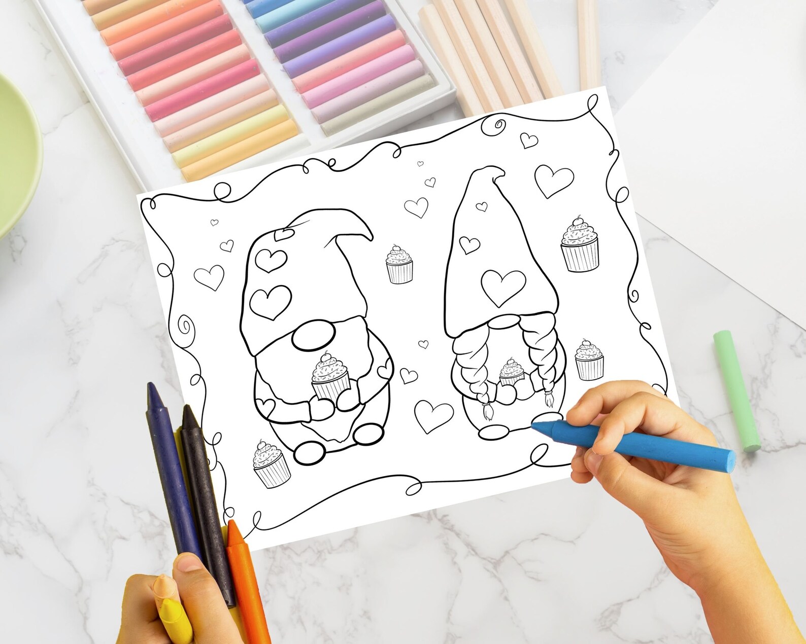 Valentine's Day Coloring Page Valentine's Day Gnome Coloring Valentine ...