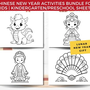 Chinese New Year Activities Bundle for Kids: Coloring Pages, Maze, Word ...