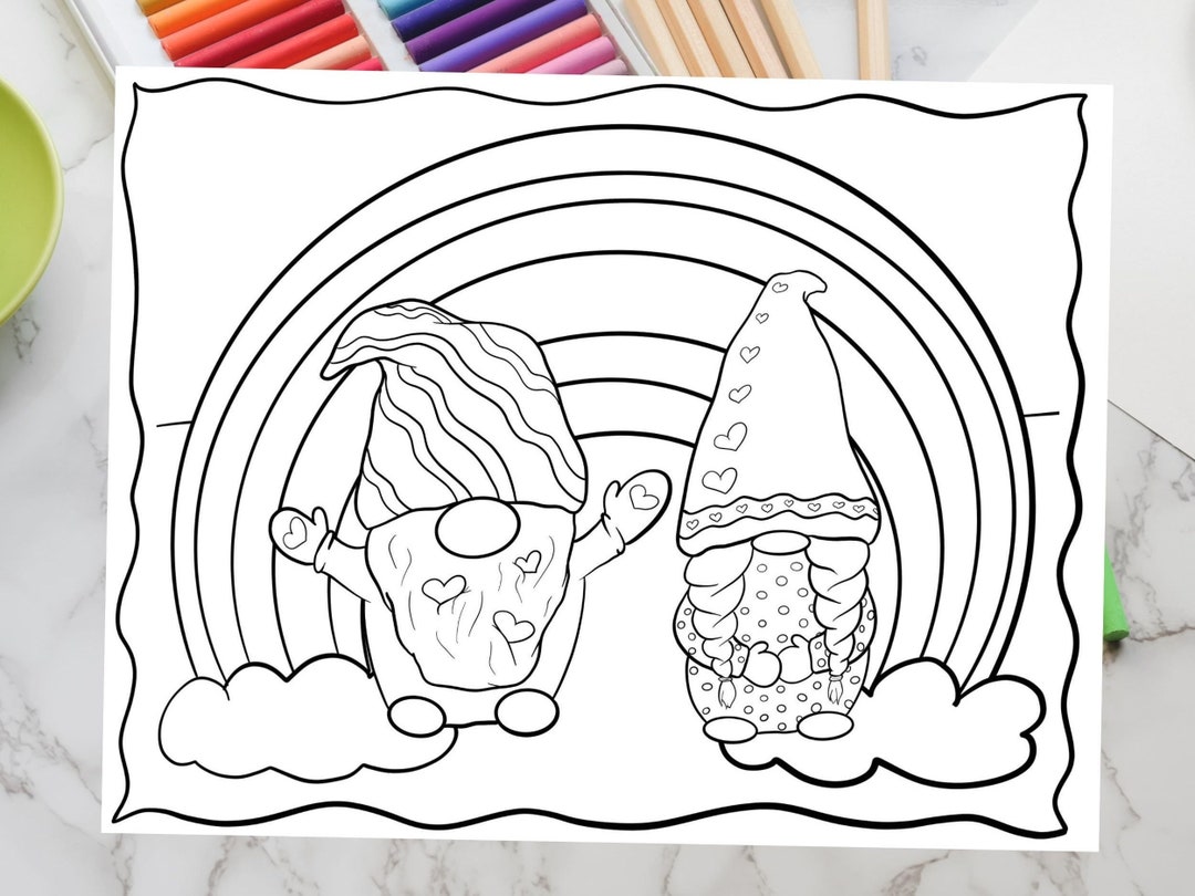 Valentine's Day Gnome Coloring Page | Printable PDF - Etsy