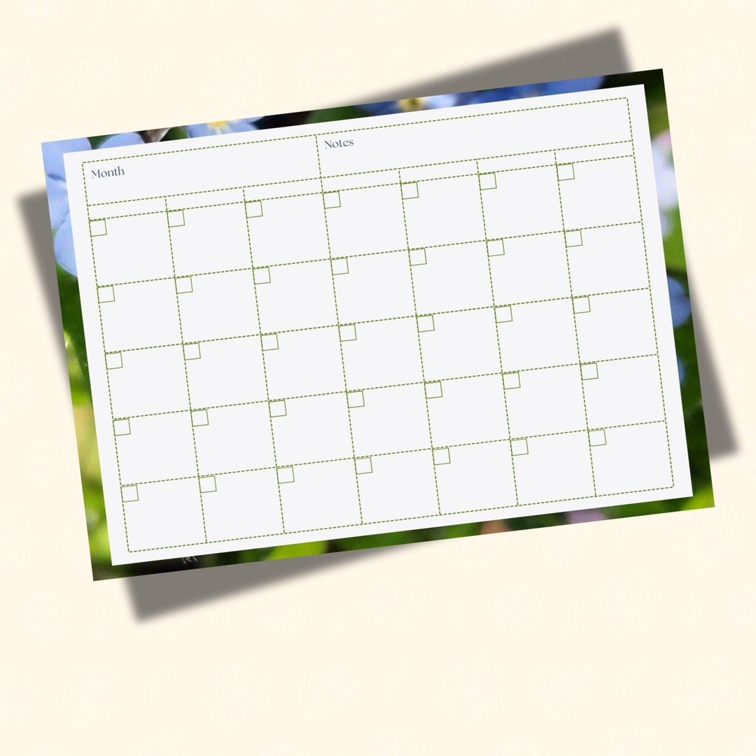 Undated Monthly Planner Printable, Floral Desk Calendar 2025, A4 Nature ...