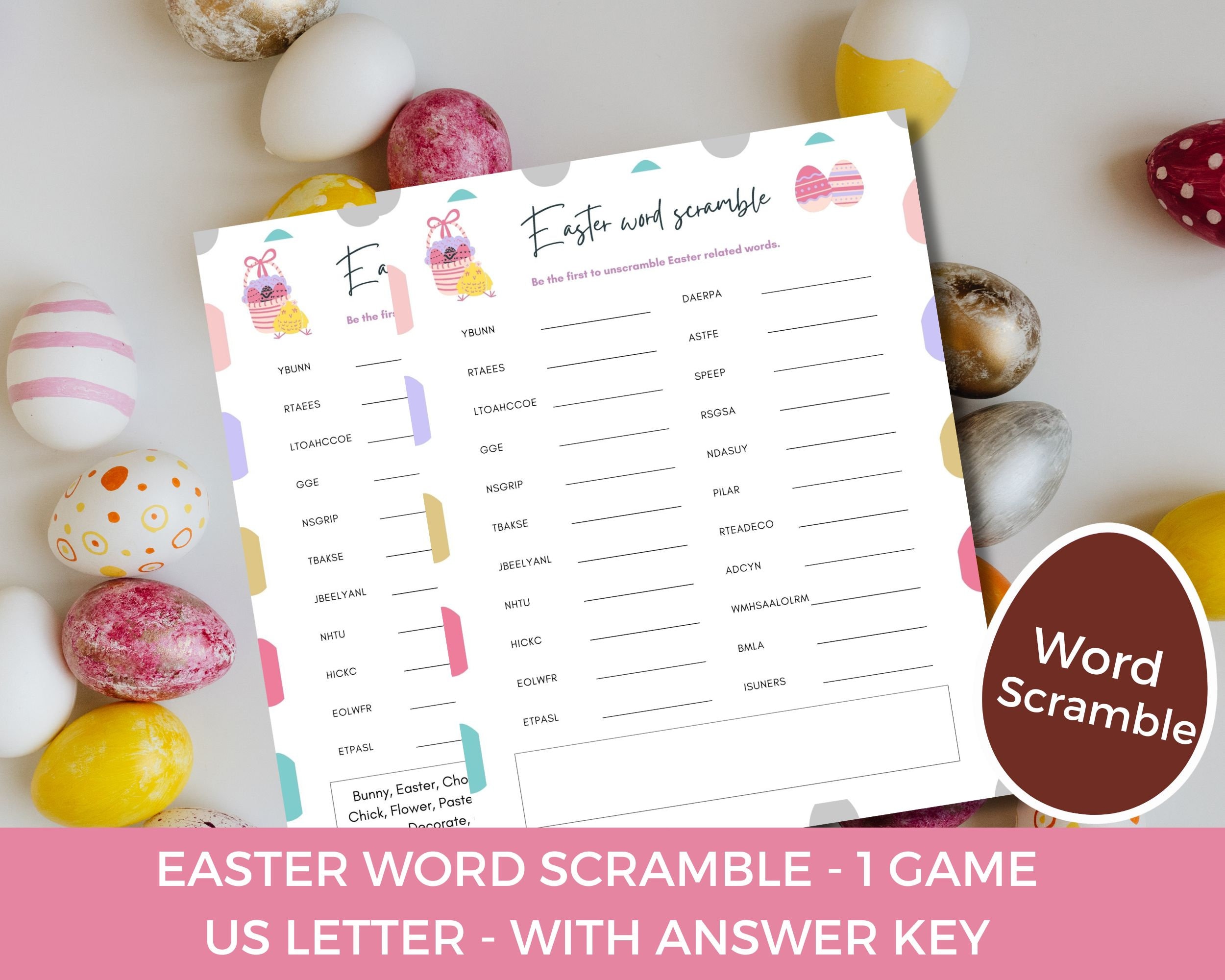 Easter Word Scramble Game, Family Fun (instant Download) - Etsy
