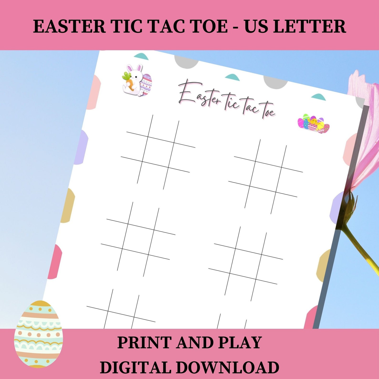 Printable Easter Tic Tac Toe Game, Kids Party Activity (PDF) - Etsy