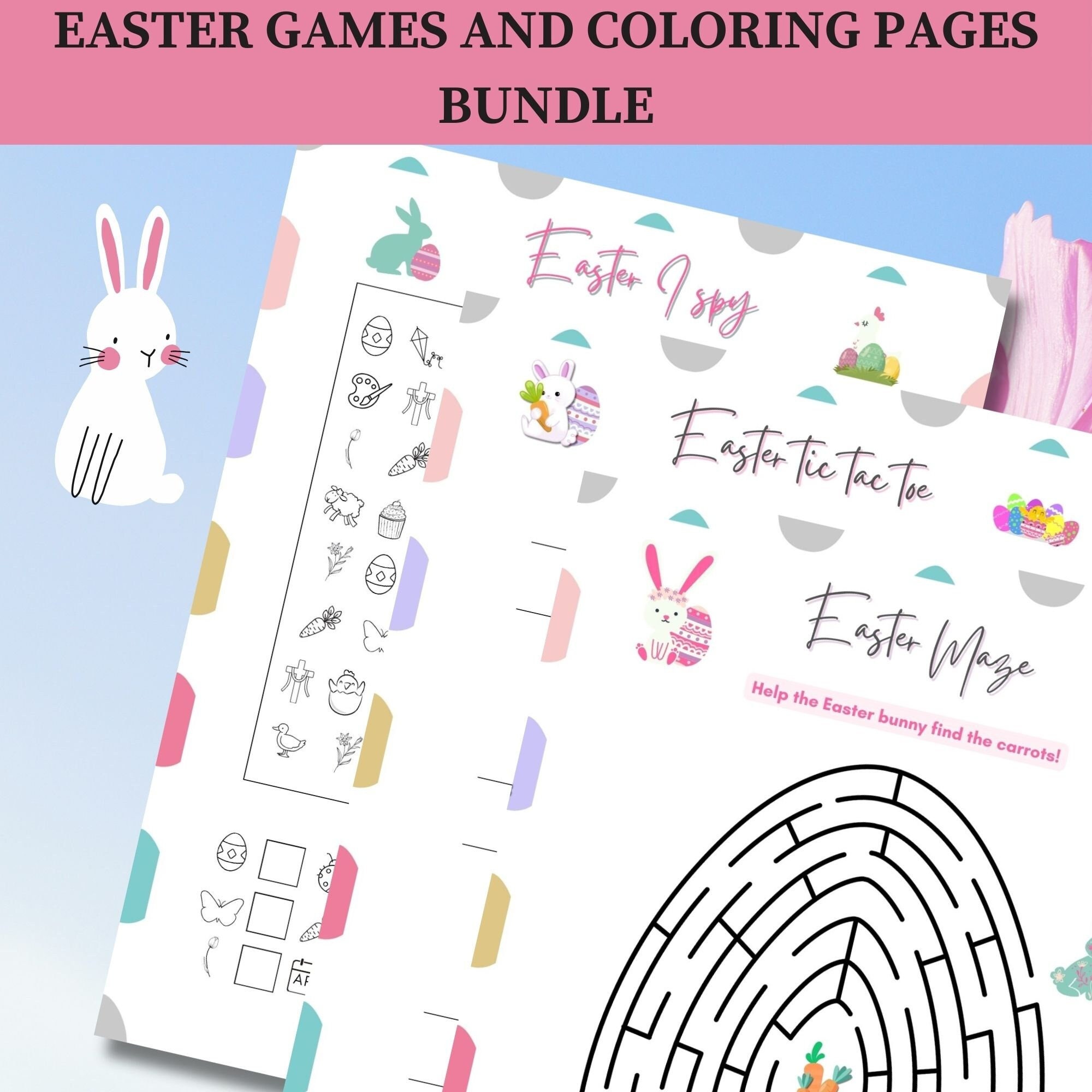 Easter Games and Coloring Pages Bundle, Printable Fun for Kids, Familie ...