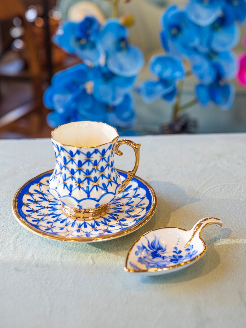Handcrafted Porcelain Tea-coffee Cups With Saucers, Porcelain Tea ...