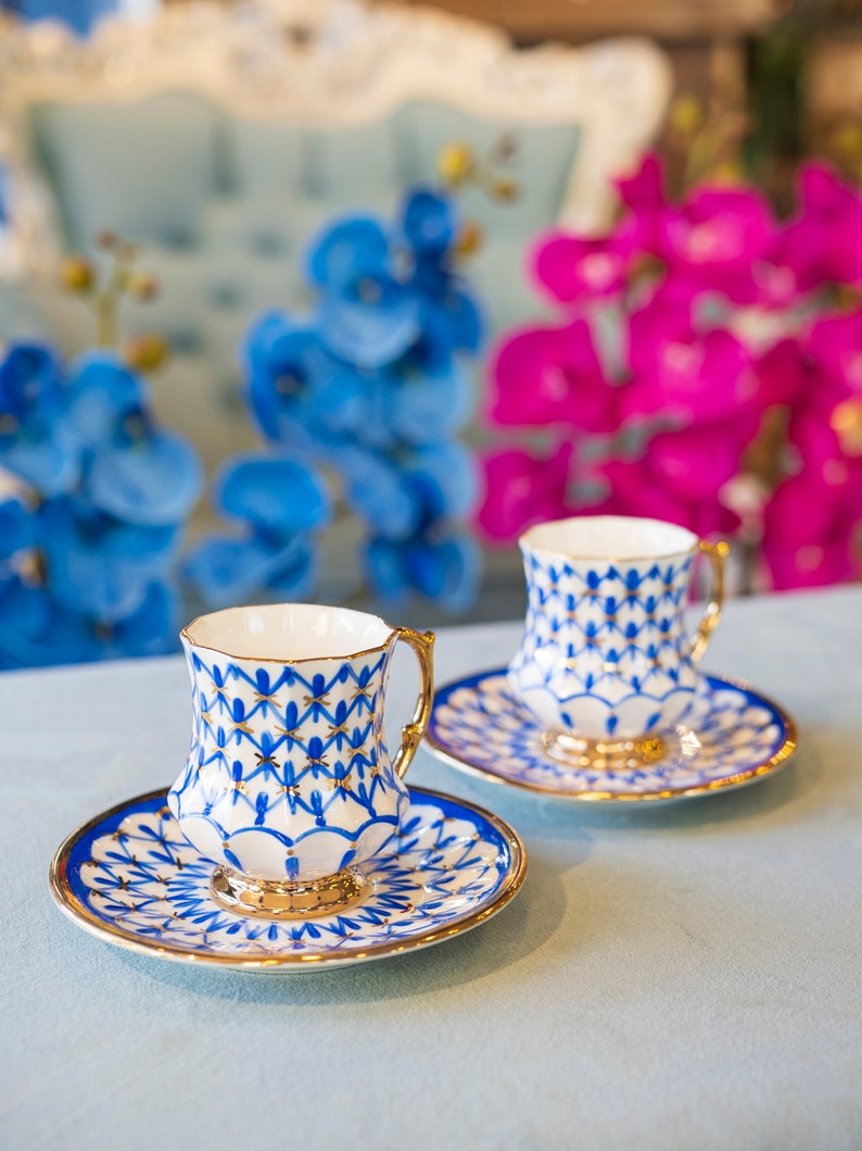 Handcrafted Porcelain Tea-coffee Cups With Saucers, Porcelain Tea ...