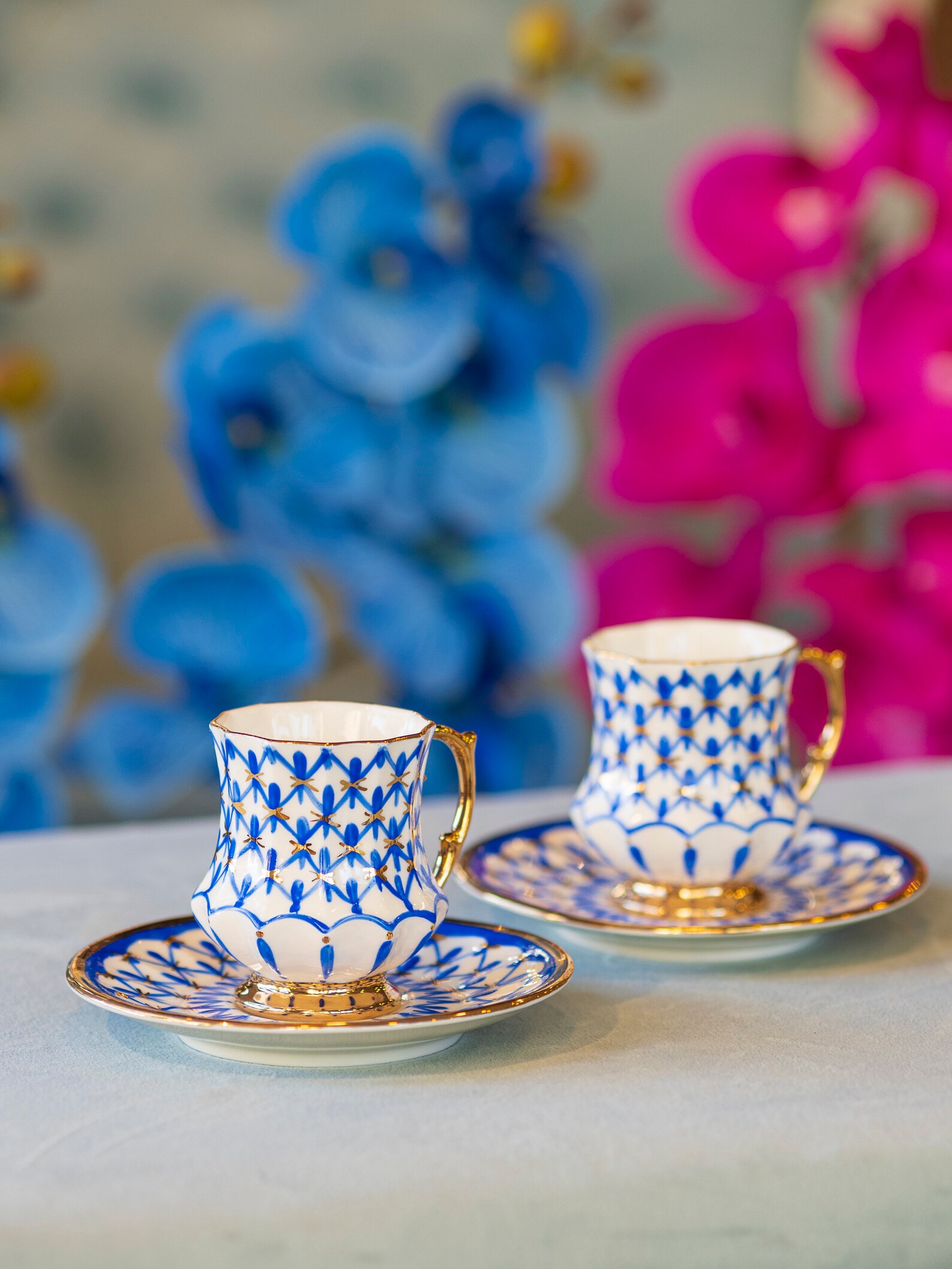 Handcrafted Porcelain Tea-coffee Cups With Saucers, Porcelain Tea ...