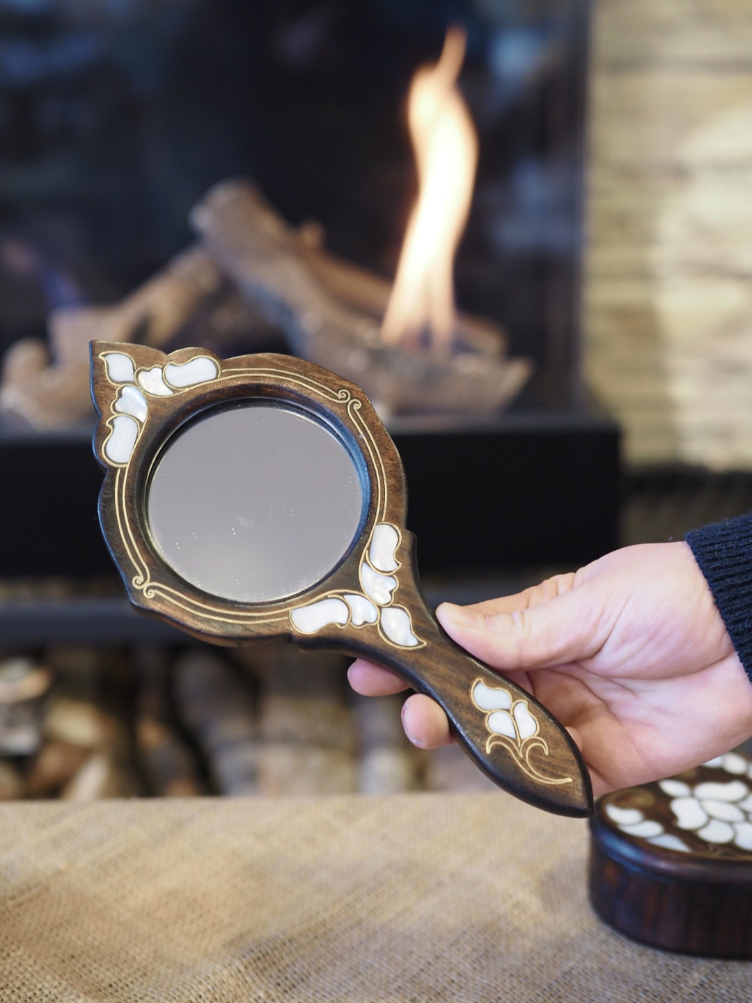 Handmade Hand Mirror , Wooden Hand Mirror , Vintage Wedding Gifts ...