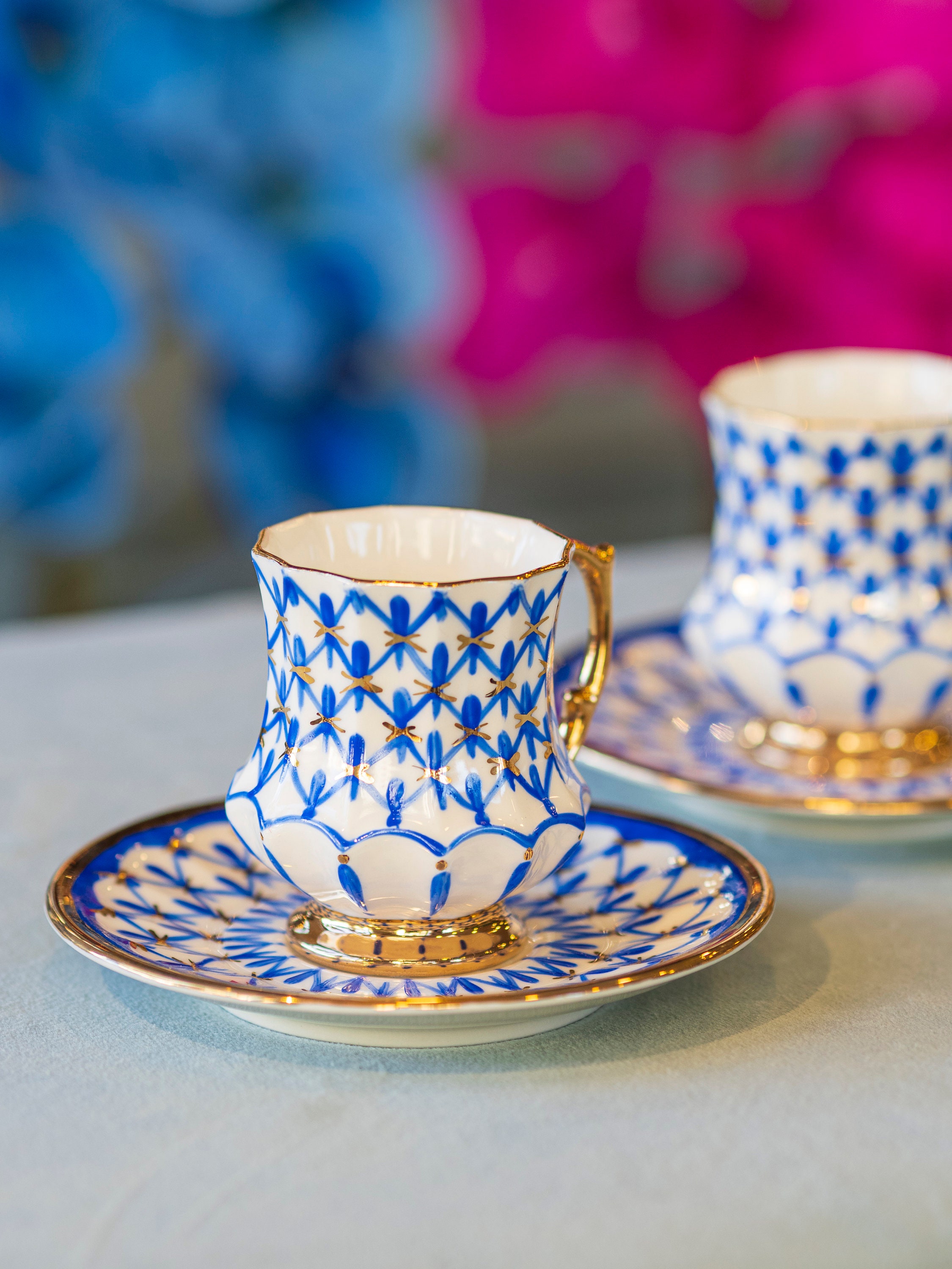 Handcrafted Porcelain Tea-coffee Cups With Saucers, Porcelain Tea ...