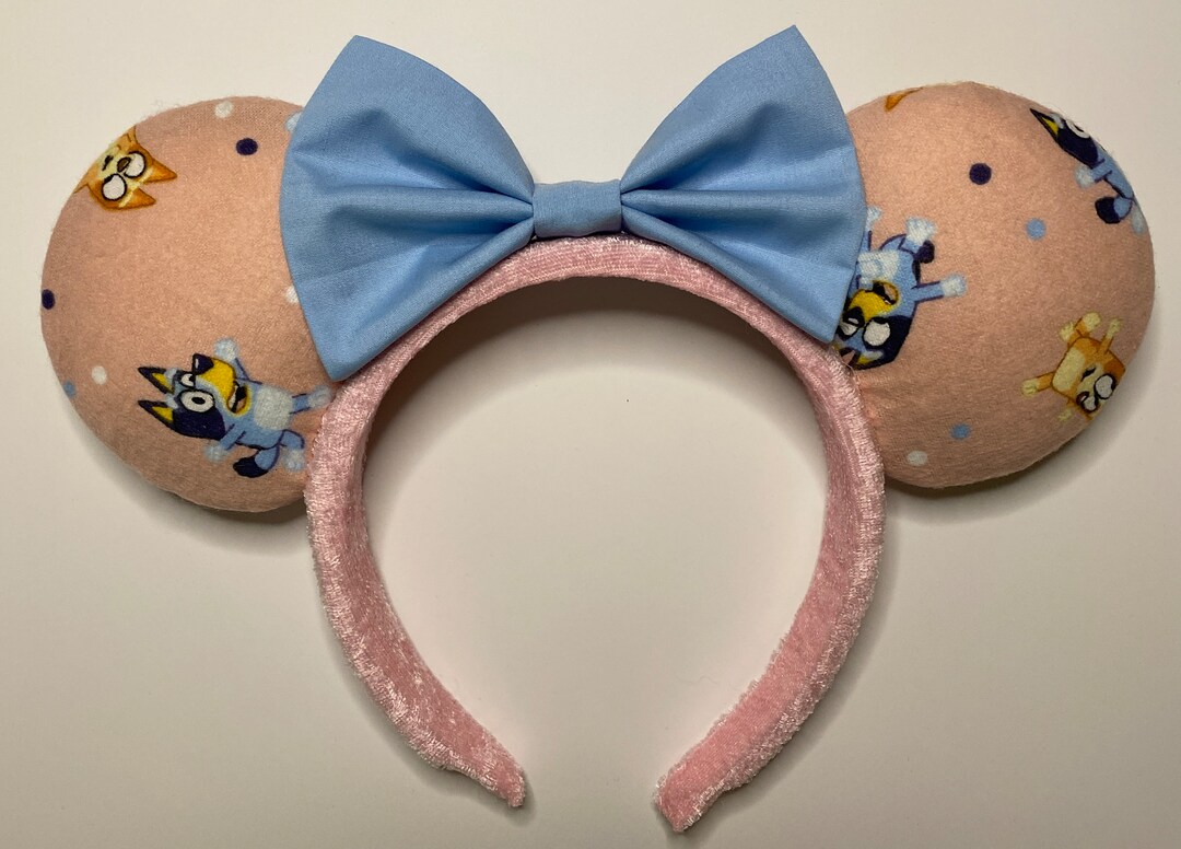 Soft Pink Bluey Cartoon Mouse Ears With Bow Option Headband - Etsy