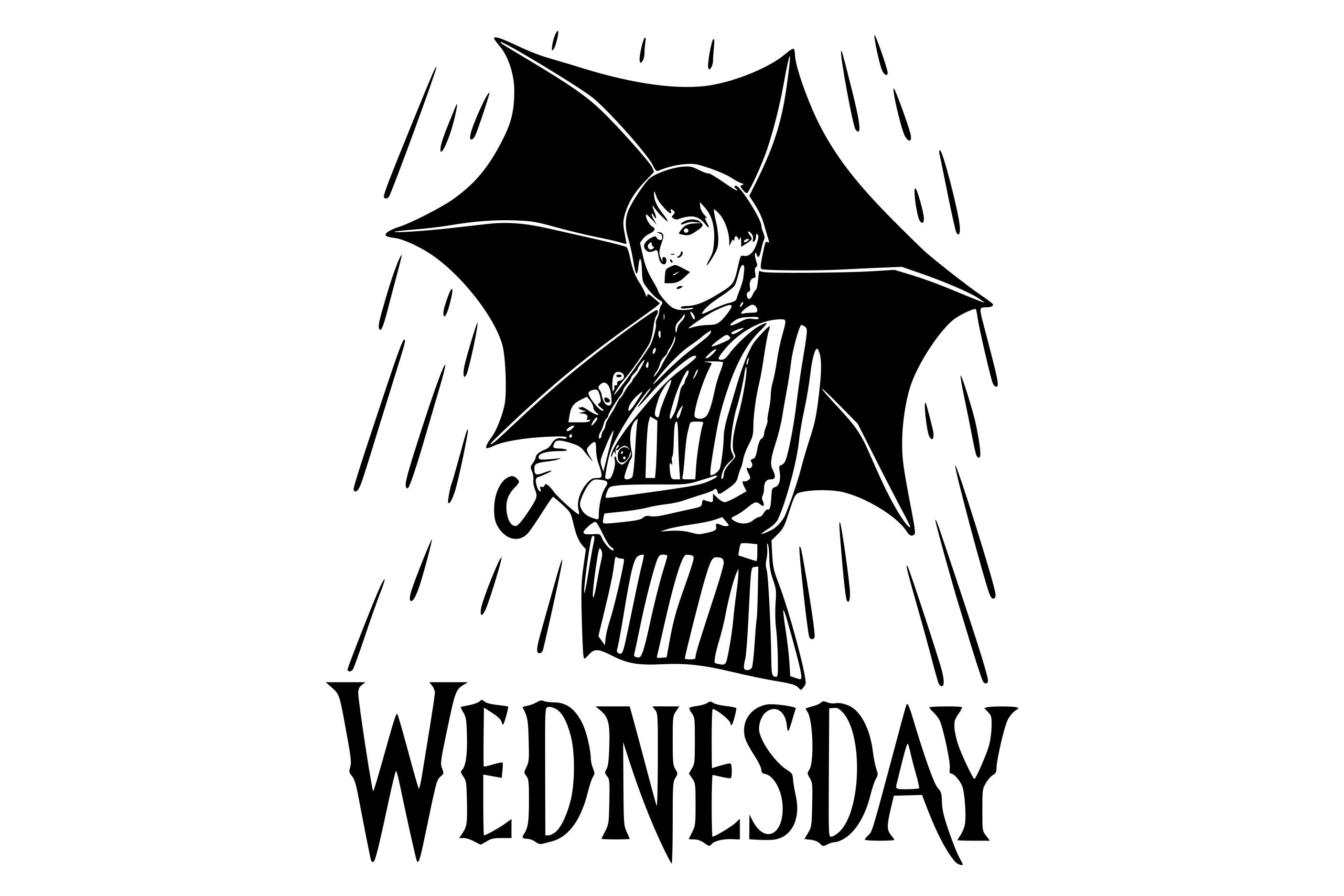 Wednesday Addams With Umbrella, Jenna Ortega, SVG, PNG, JPG, Addams ...