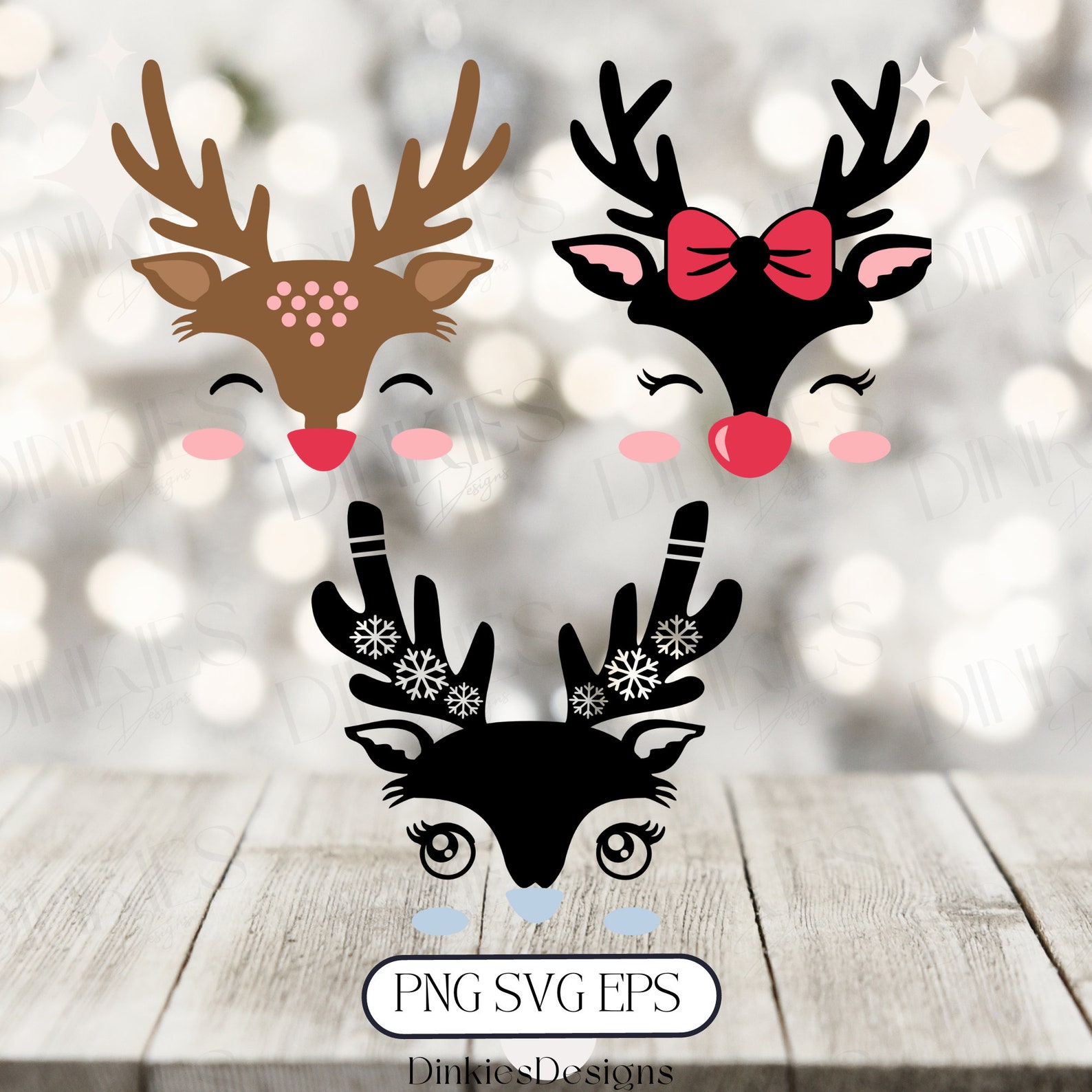 Christmas Reindeer Faces SVG Bundle, Reindeer SVG, Girl Reindeer SVG ...