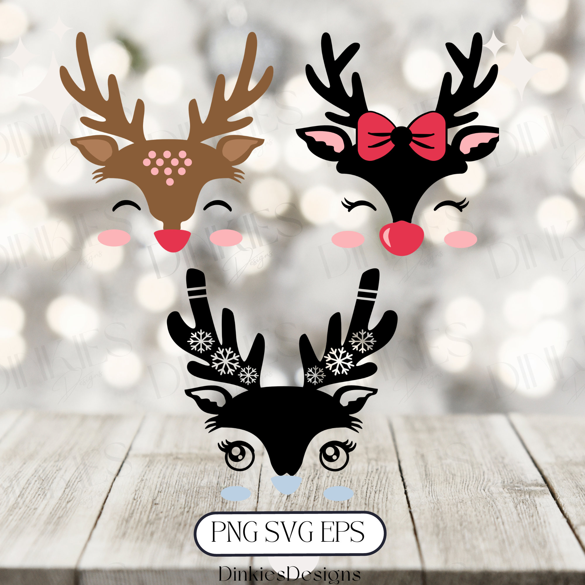 Christmas Reindeer Faces SVG Bundle, Reindeer SVG, Girl Reindeer SVG ...