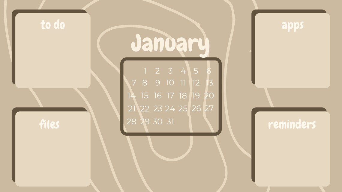 Desktop Wallpaper - January 2024 Calendar - Warm Coffee Study Aesthetic ...