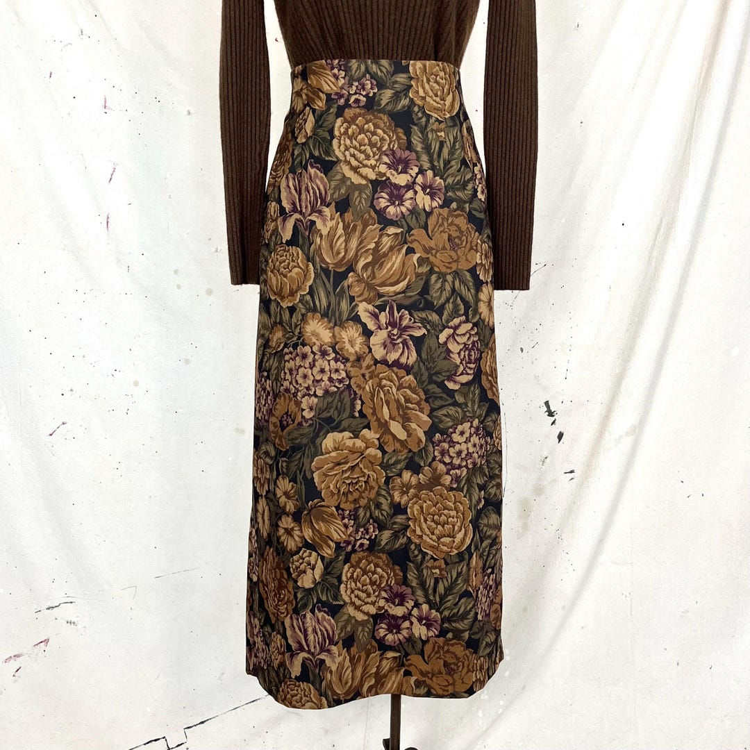 Vintage Longline Floral Skirt (L) - Etsy