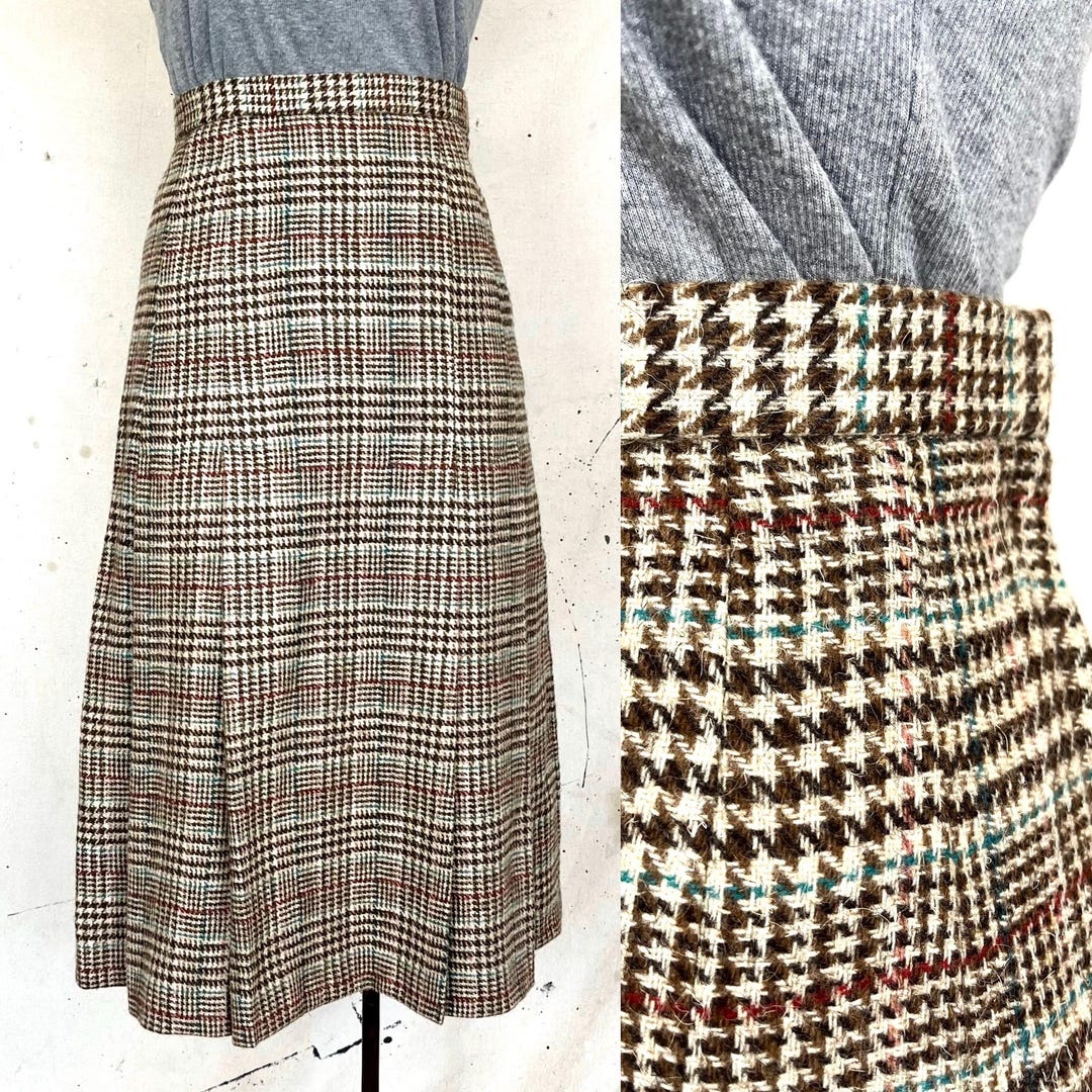 Vintage English Plaid Wool Midi Skirt (XS-S) - Etsy
