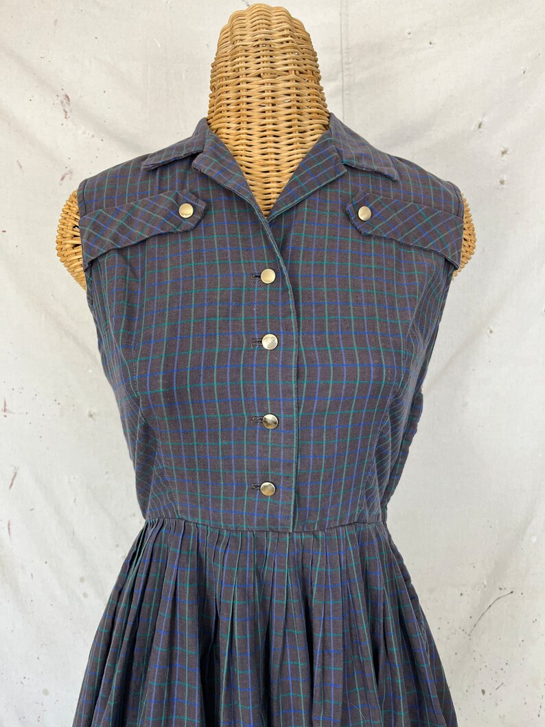 Vintage 50s Plaid Day Dress S - Etsy