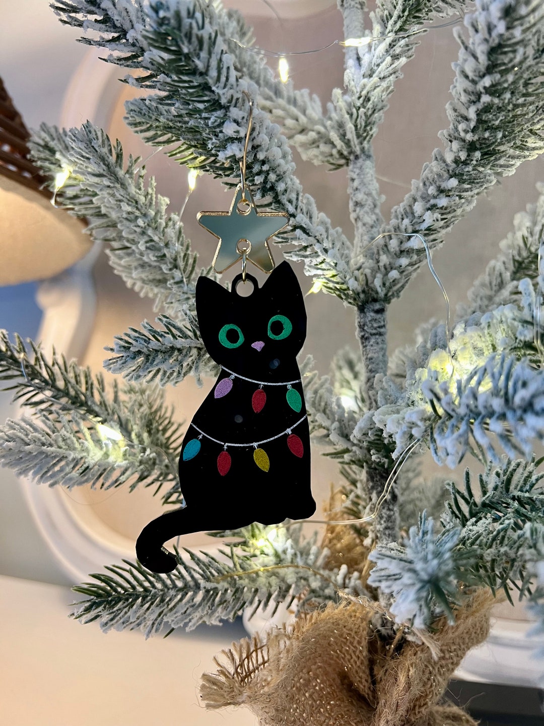 Christmas Cat Ornament/christmas Ornament/handmade Ornament/black Cat ...