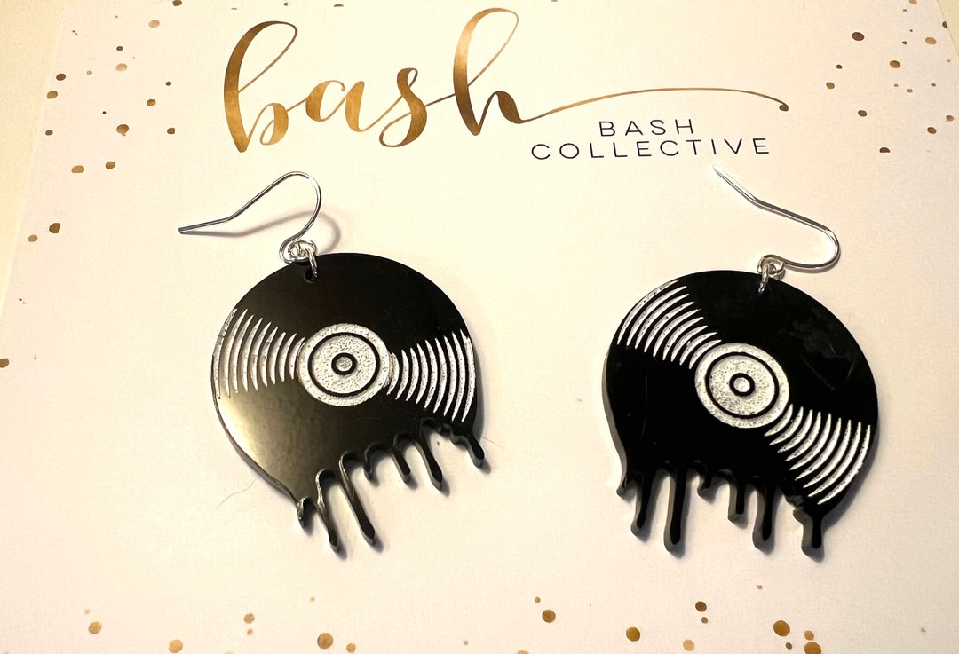 Melting Vinyl Record Earrings, Handmade Acrylic Earrings, Music and ...