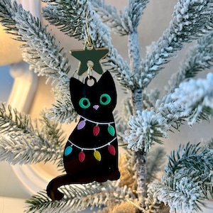 Christmas Cat Ornament/christmas Ornament/handmade Ornament/black Cat ...
