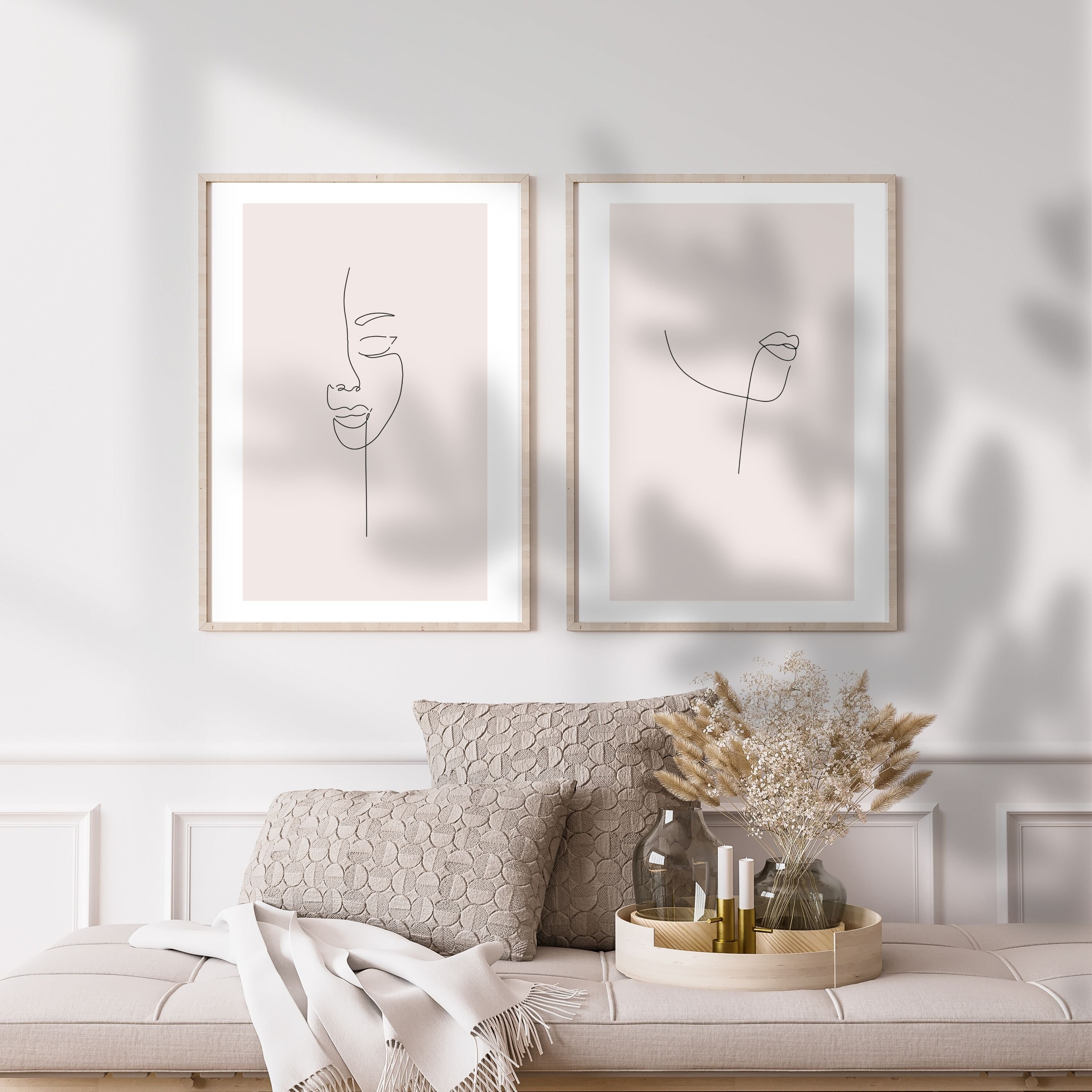 Neutral Woman Face Line Art Set of 3, Minimalist Home Decor, Facial ...