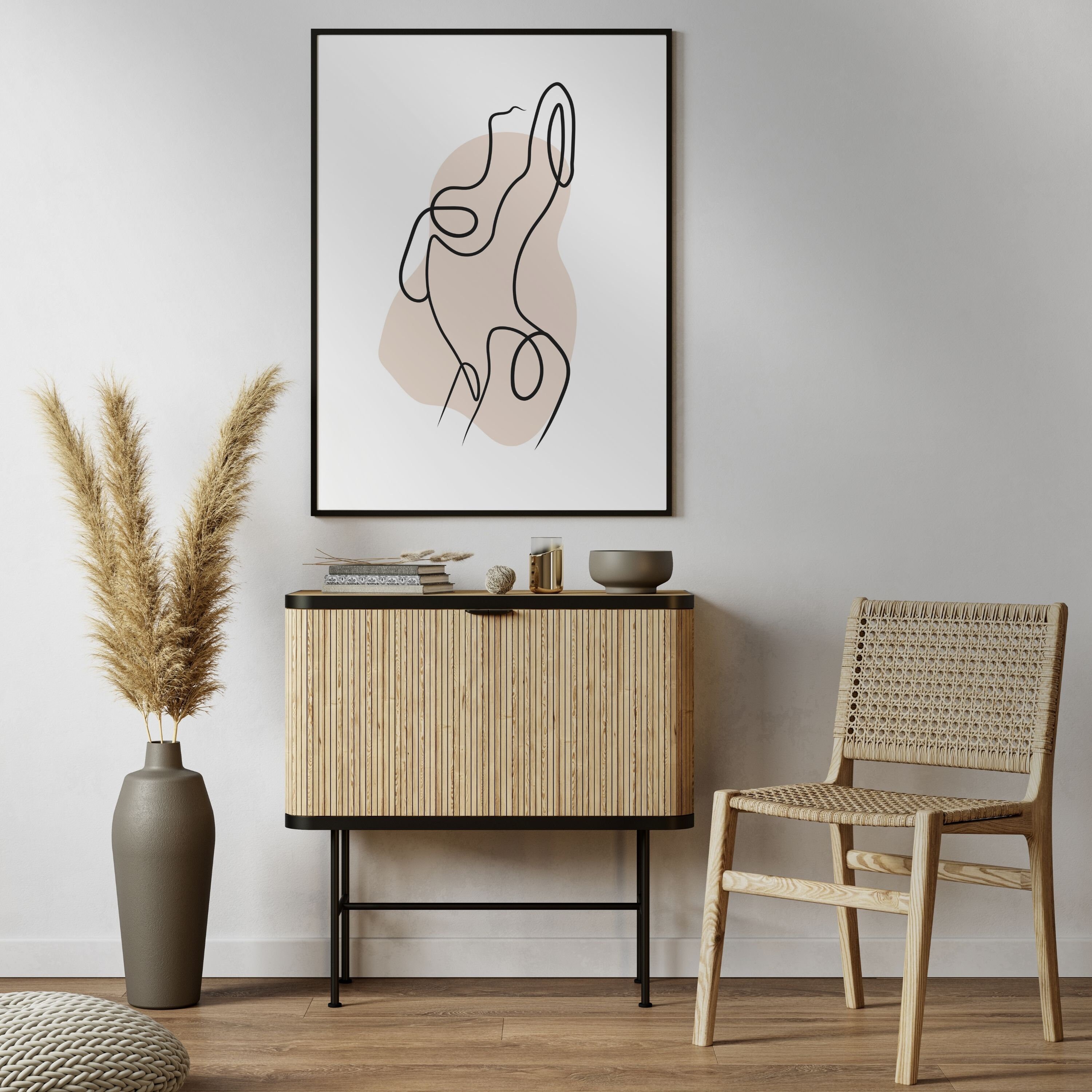 Neutral Female Figure Line Art Set of 3, Abstract Woman Line Art, Naked ...