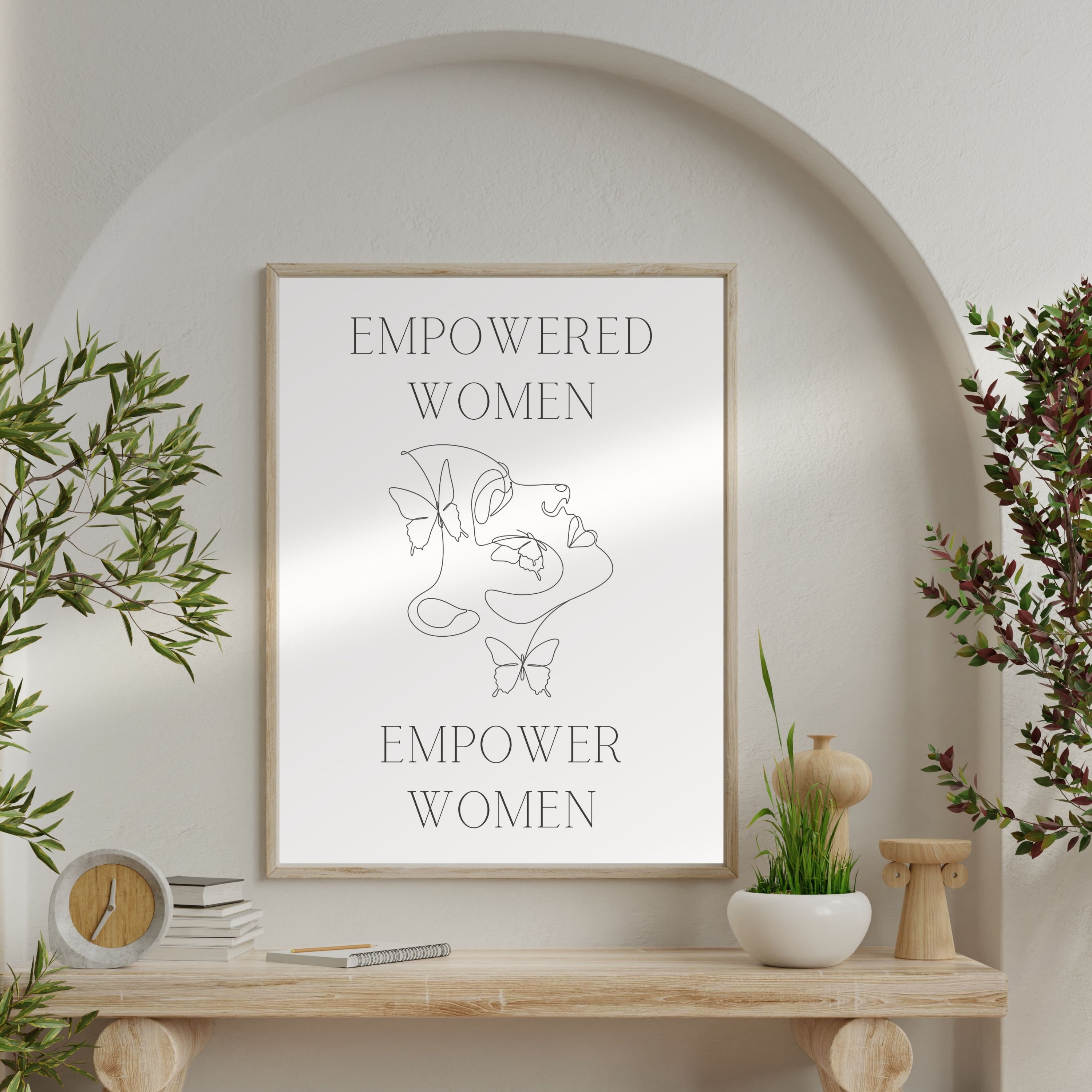 Flower Feminist Wall Art Set of 4 Prints, Woman Line Art, Minimalist ...