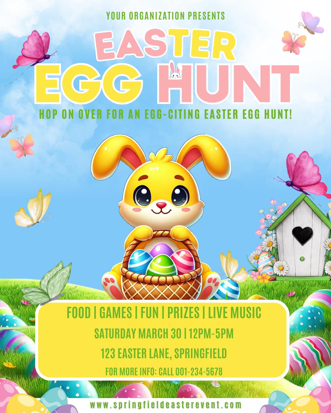 Easter Egg Hunt Flyer Template | Spring Event Invitation | Easter ...
