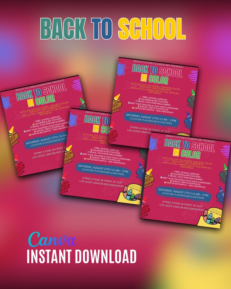 Editable Back to School Bash Flyer | Back to School in Color | School ...