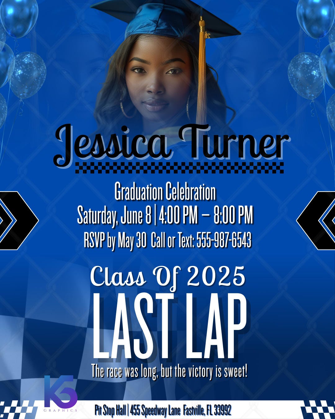 Last Lap Graduation Flyer Template | Race Themed Grad Party Invite ...