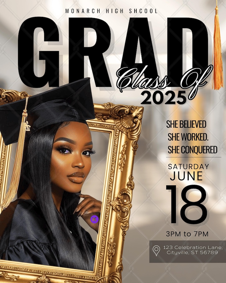 Graduation Party Flyer Template | Class of 2025 Grad Invite | Editable ...