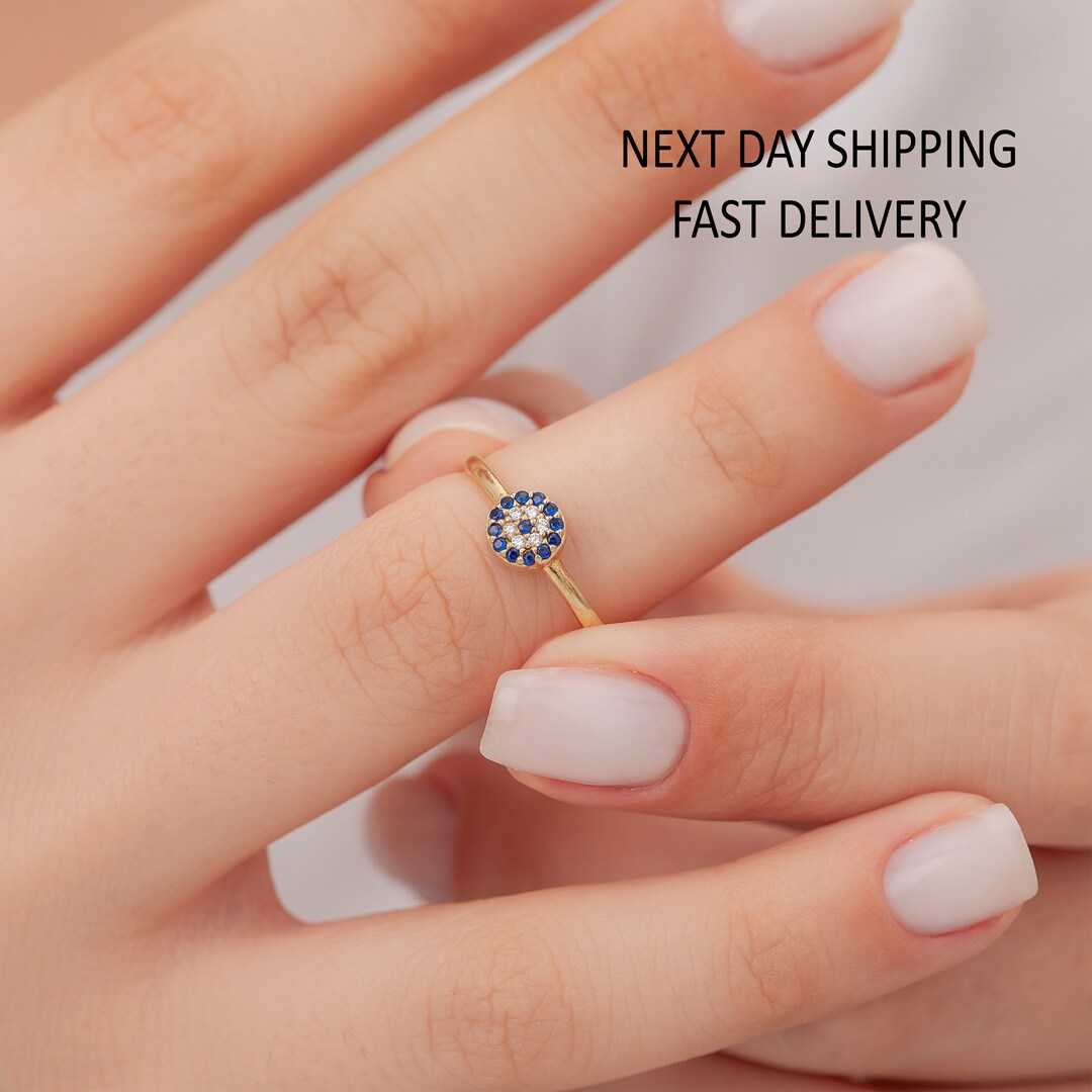 Evil Eye Ring, Blue Evil Eye Ring, Protection Ring From Bad Energy ...