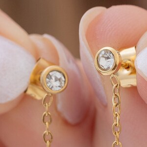 Therader Earrings, 18K Gold Chain Threaders, Dainty Long Chain Ear ...