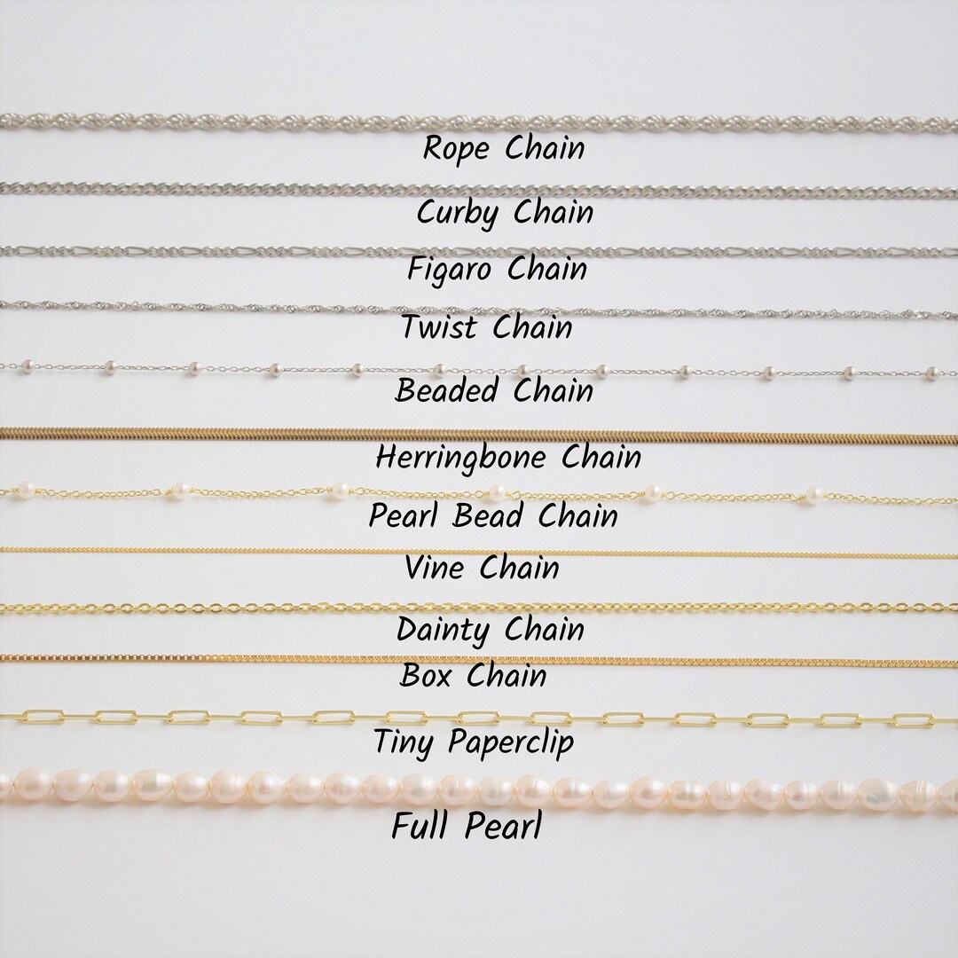 14K Gold Chain Necklace, Herringbone Chain, Figaro Chain, Twist Chain ...