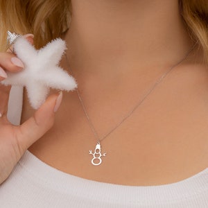 925 Sterling Silver Snowman Necklace, Cute Snowman Necklace, Snow ...