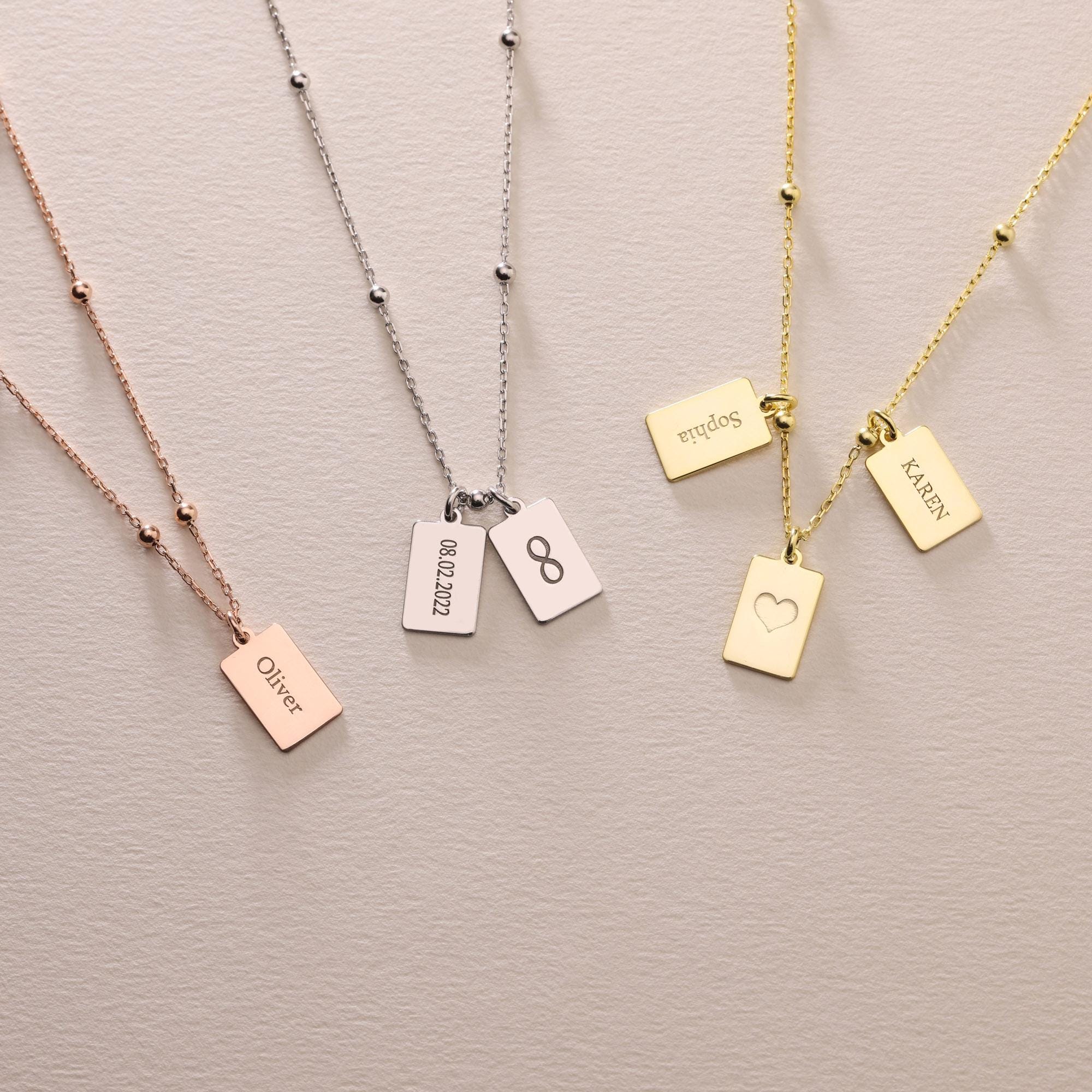 Personalized Name Necklace: 14K Gold Initial Pendant, Couple Necklaces ...