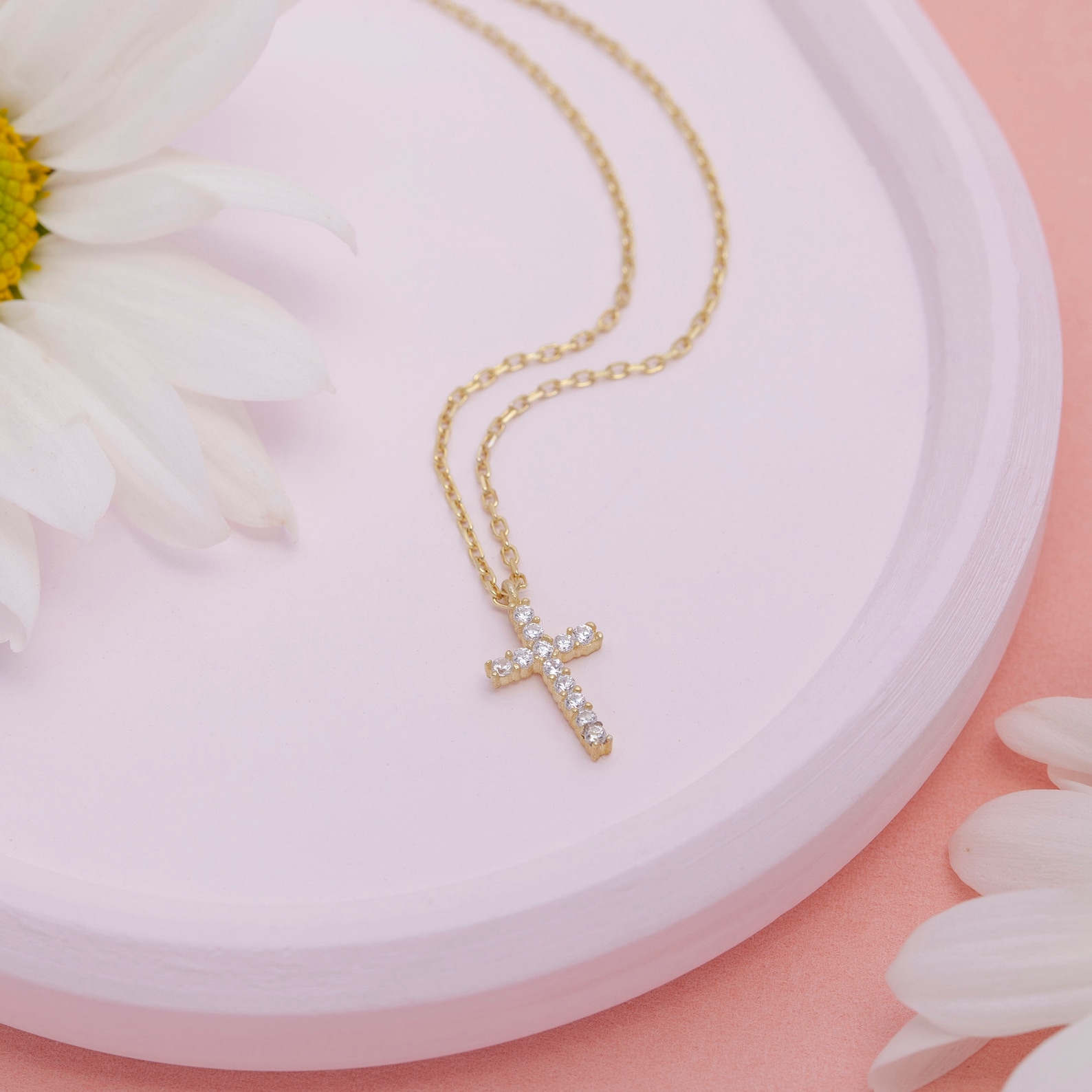 14k Gold Diamond Cross Diamond Cross Necklace Cross - Etsy