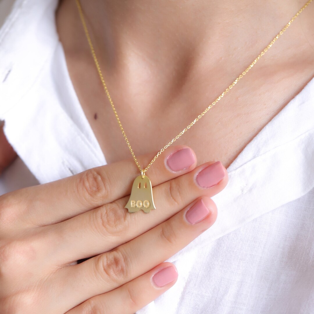 Cute Ghost BOO Necklace, Ghost Necklace, Halloween Jewelry, Minimalist ...