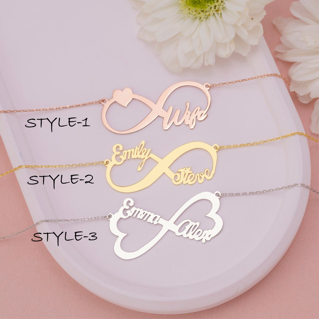 925 Sterling Silver Customized Infinity Name Necklace, Handmade ...