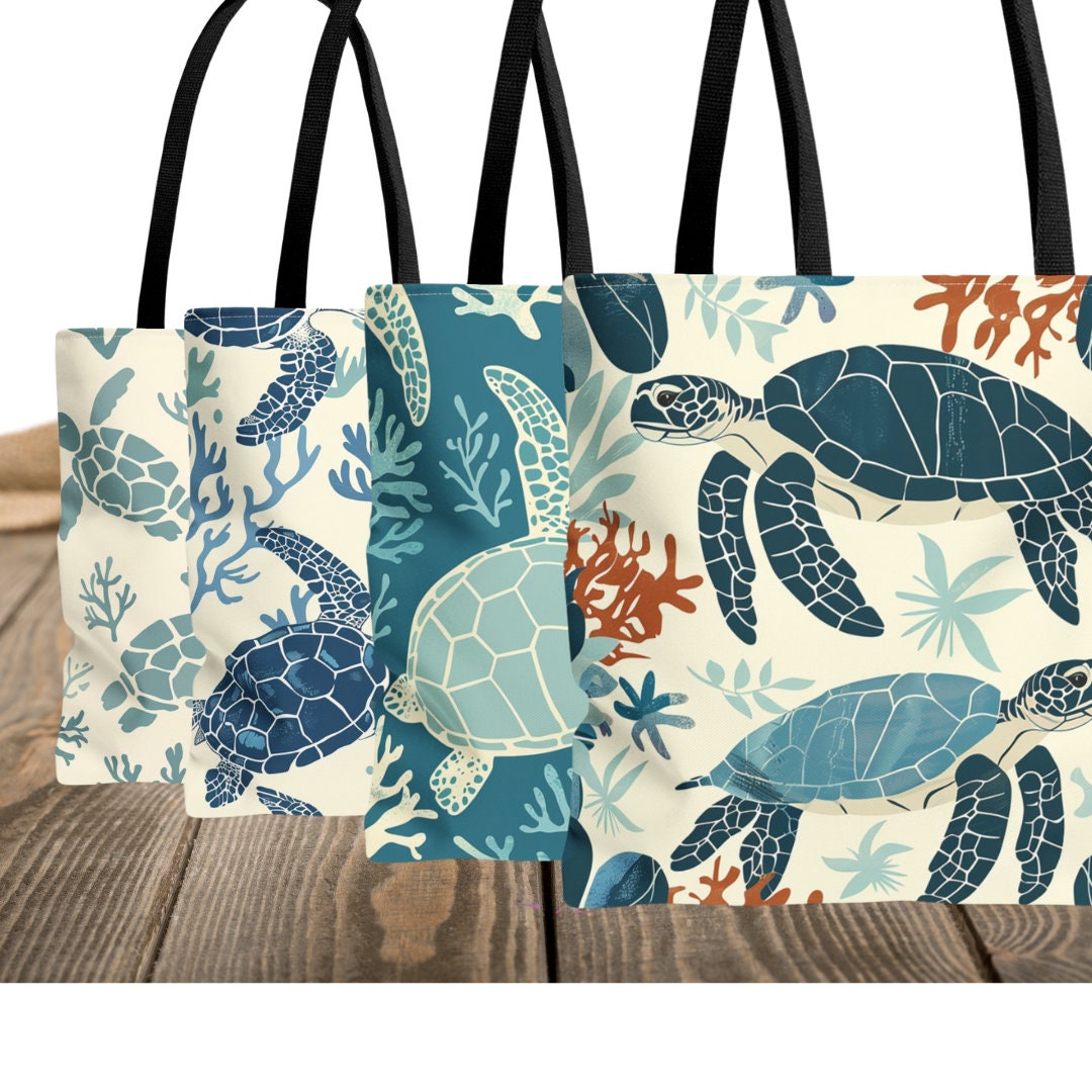 Ocean Inspired Sea Turtle Enthusiast Summer Beach Tote Bag, Beachy ...