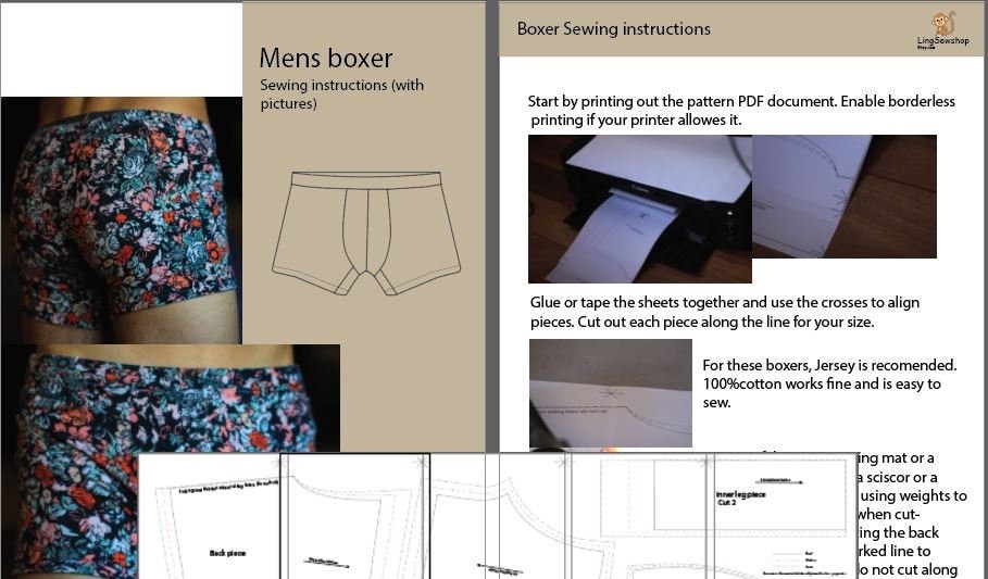 Mens Boxer Briefs - Underwear Sewing Pattern - Etsy